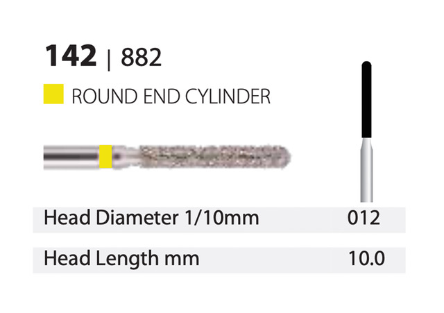 Diamond Bur – Round End Cylinder – Extra Fine (Red) – 012 (Pack of 10 ...