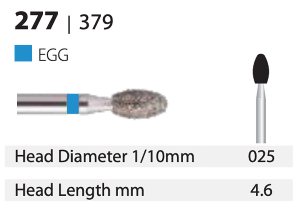 Diamond Bur – Egg / Rugby Ball – Medium (Medium) 025 (Pack of 10 ...